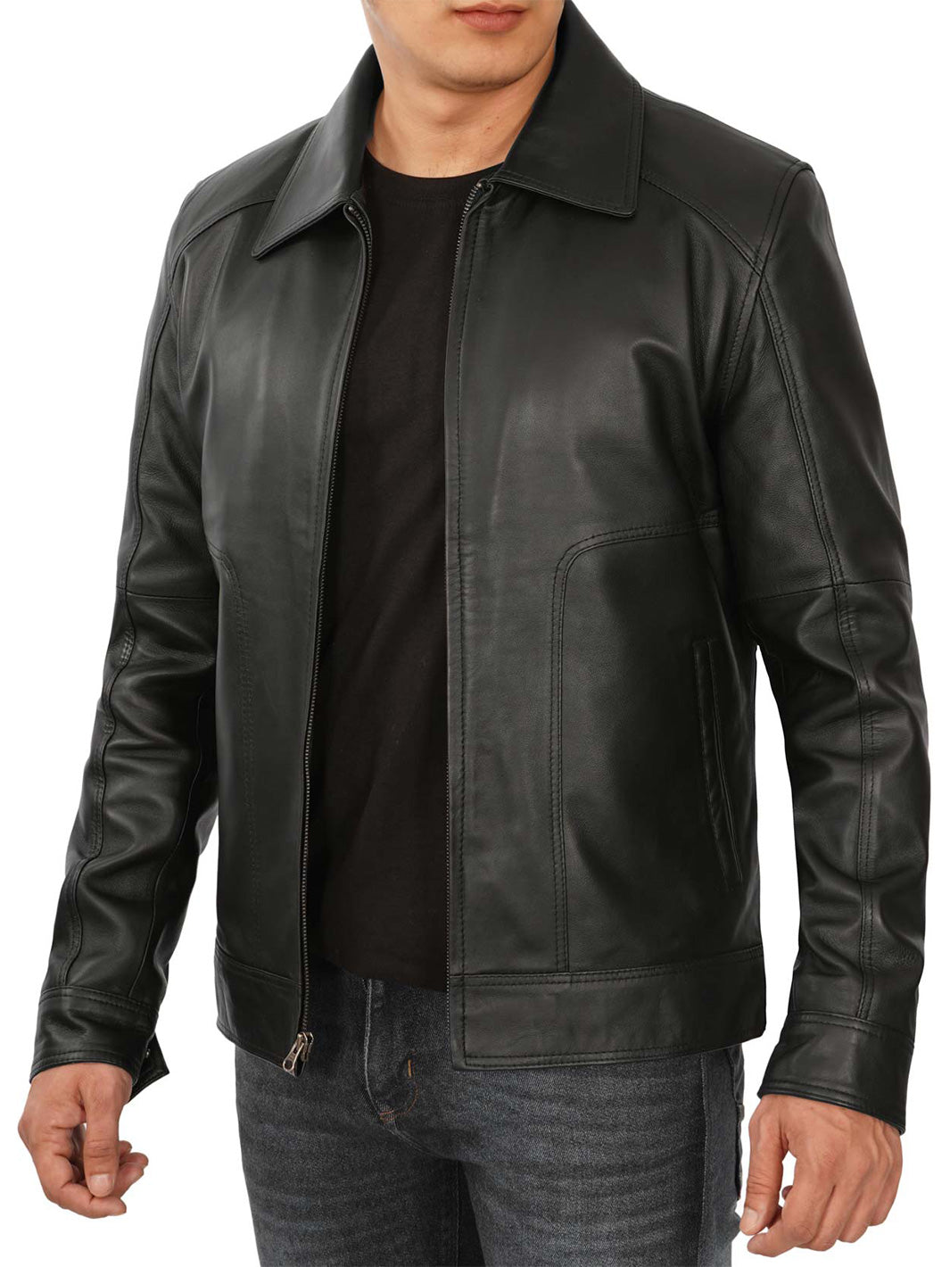 Veste en cuir de motard vintage noire pour homme – Angel Jackets FR